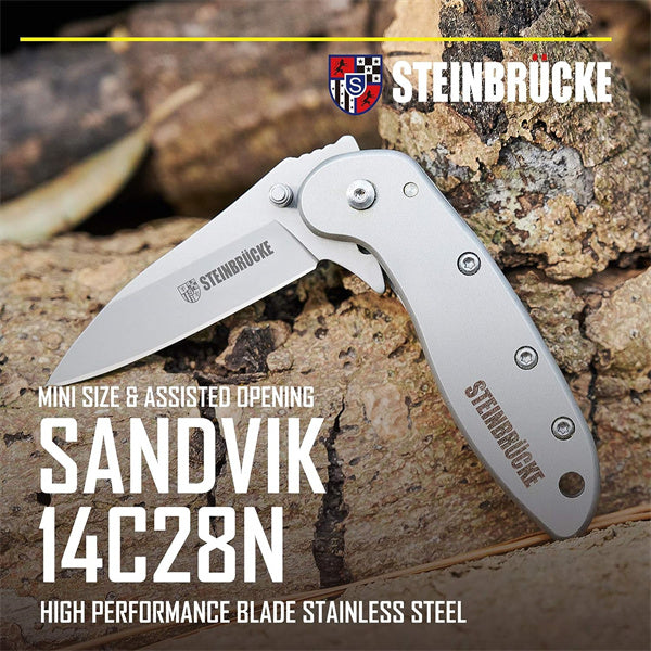 Steinbrücke Small Pocket Knife 2.3" Sandvik 14C28N Stainless Steel Bla ...