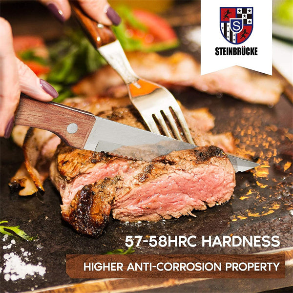 Steinbrücke Steak Knife Set of 8 Pcs with Wooden Handle, Knives Set fo ...